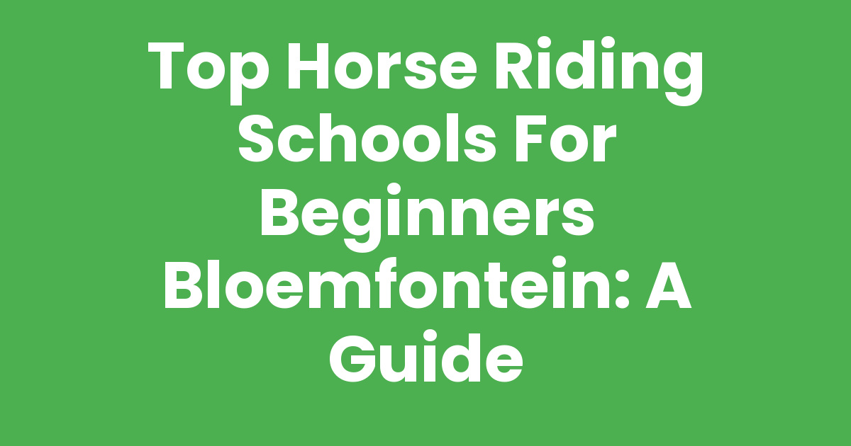 Top Horse Riding Schools for Beginners Bloemfontein: A Guide